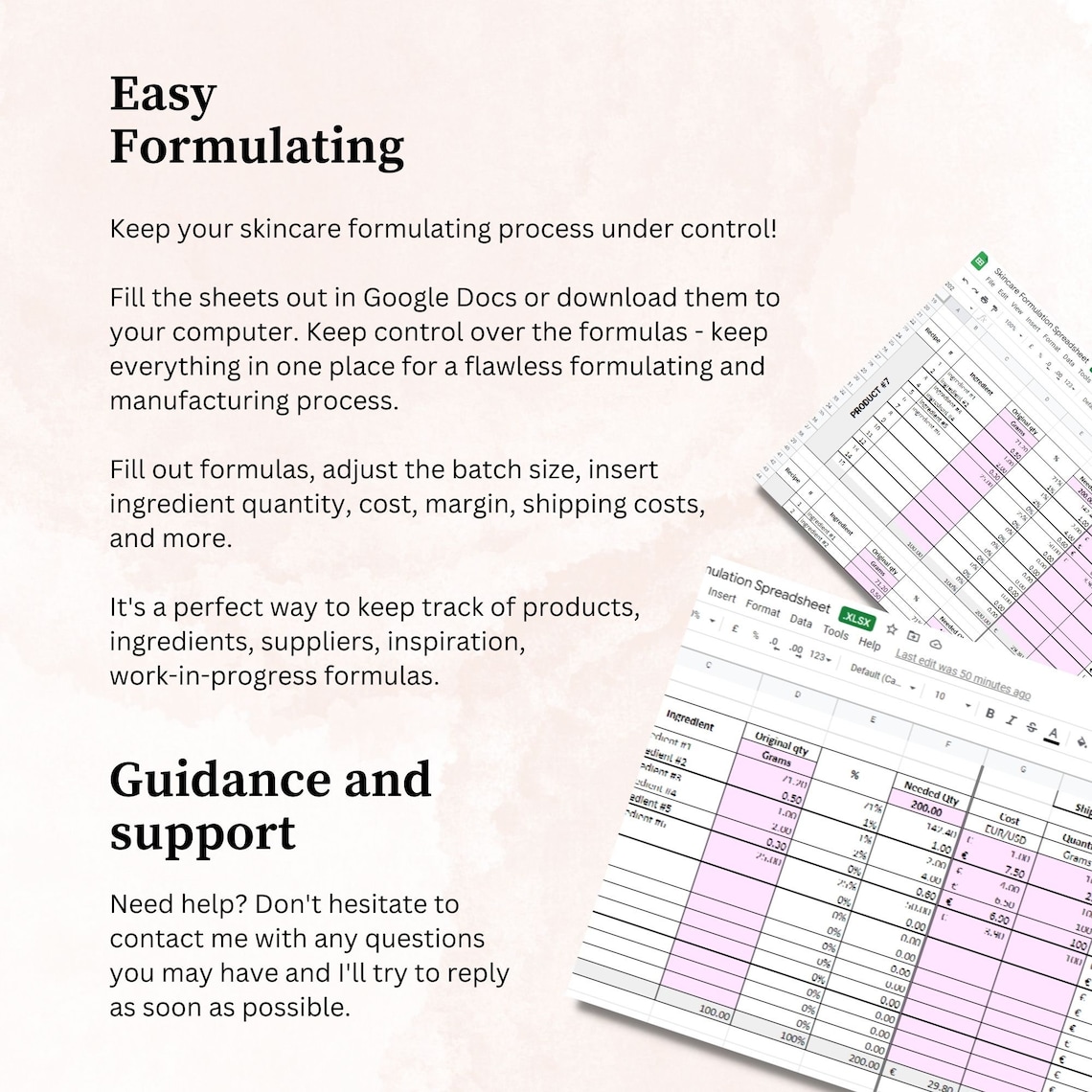 Skincare Formulation Spreadsheet and Calculator | Cosmetic Calculator ...