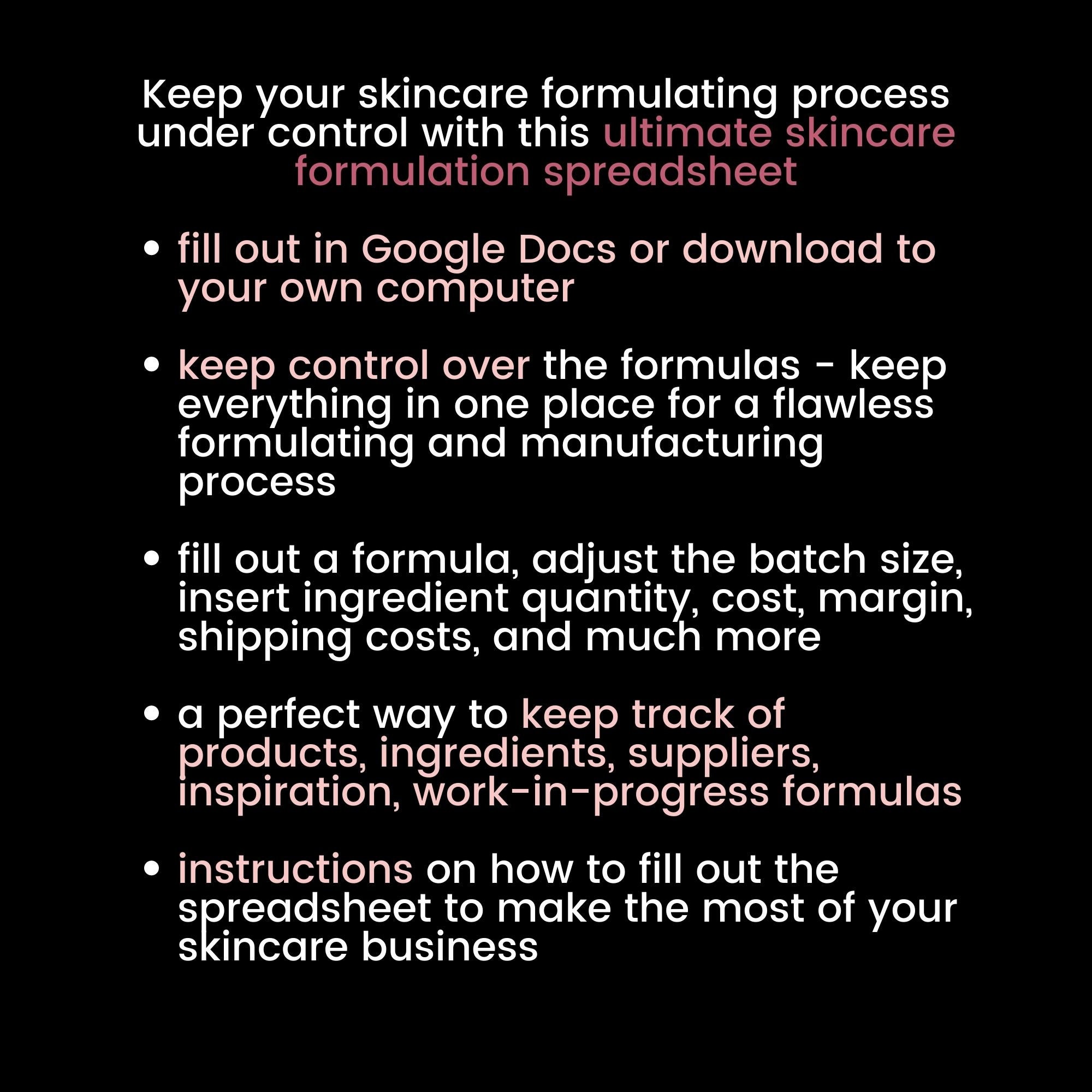 Skincare Formulation Spreadsheet and Calculator | Cosmetic Calculator ...