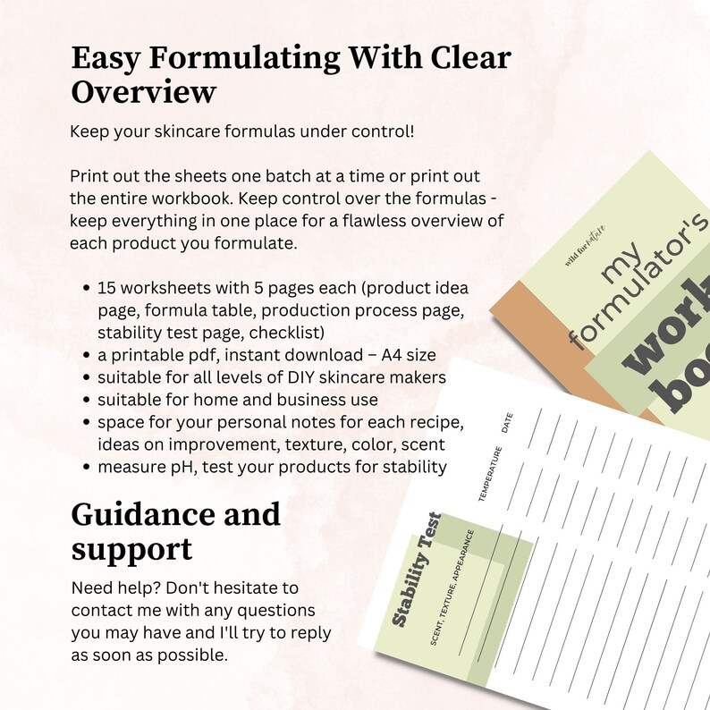 Skincare Formula Workbook / Printable Recipe Book / Notebook for DIY ...
