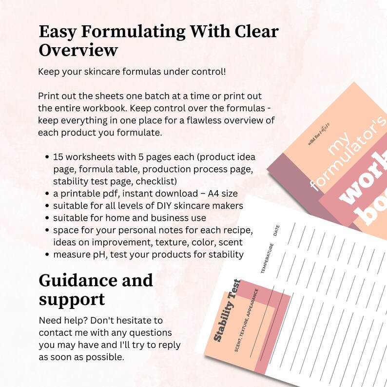 Skincare Formula Workbook / Printable Recipe Book / Notebook for DIY ...