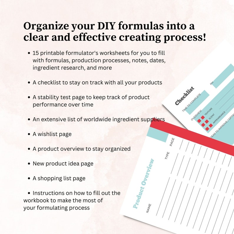 Skincare Formula Workbook / Printable Recipe Book / Notebook for DIY ...