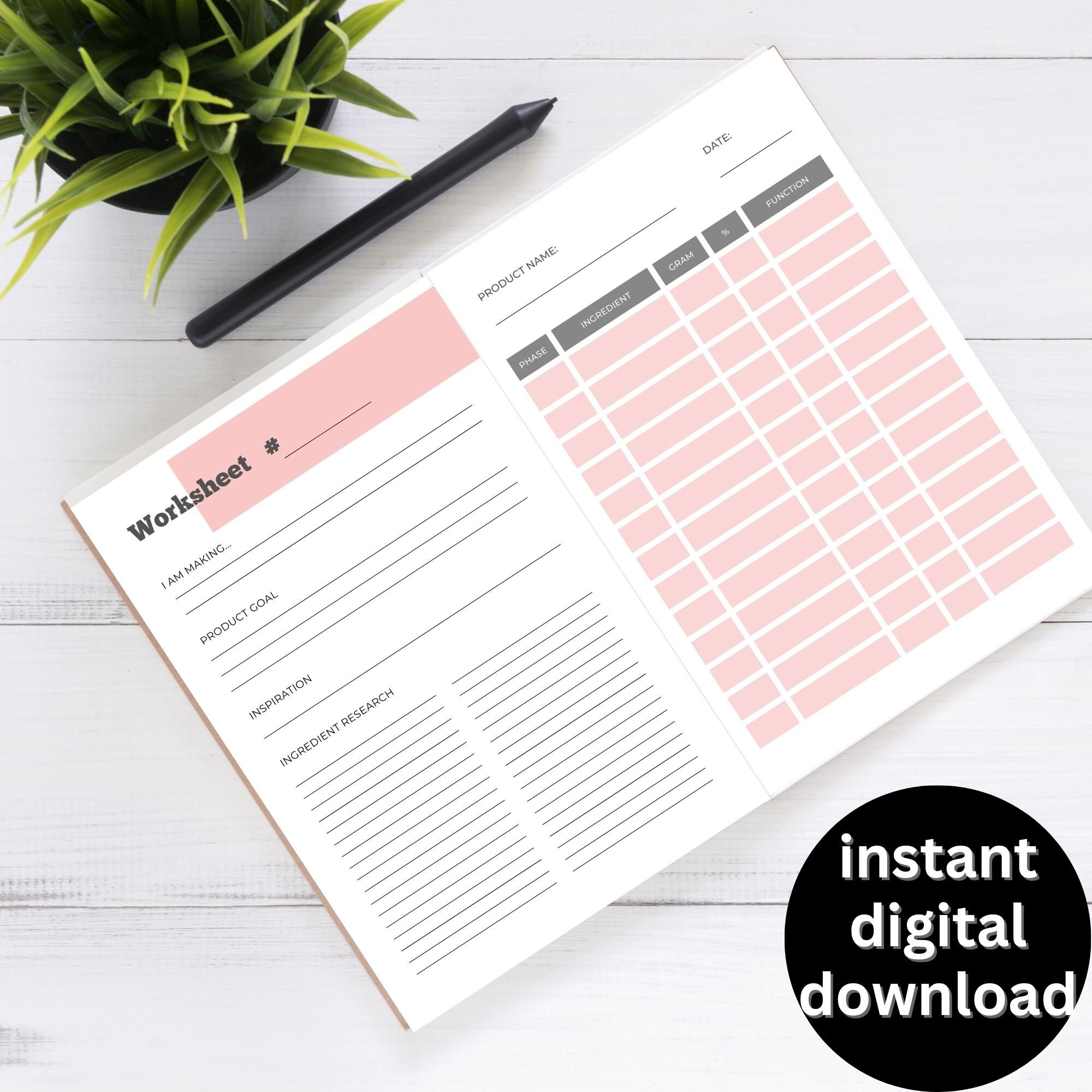 Skincare Formula Workbook / Printable Recipe Book / Notebook for DIY ...