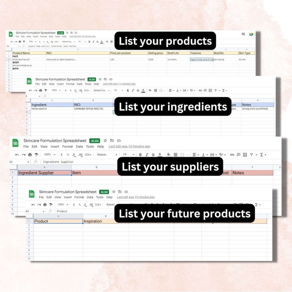 Skincare Formulation Spreadsheet and Calculator | Cosmetic Calculator ...