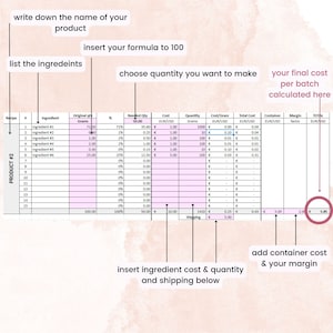 Skincare Formulation Spreadsheet and Calculator | Cosmetic Calculator ...