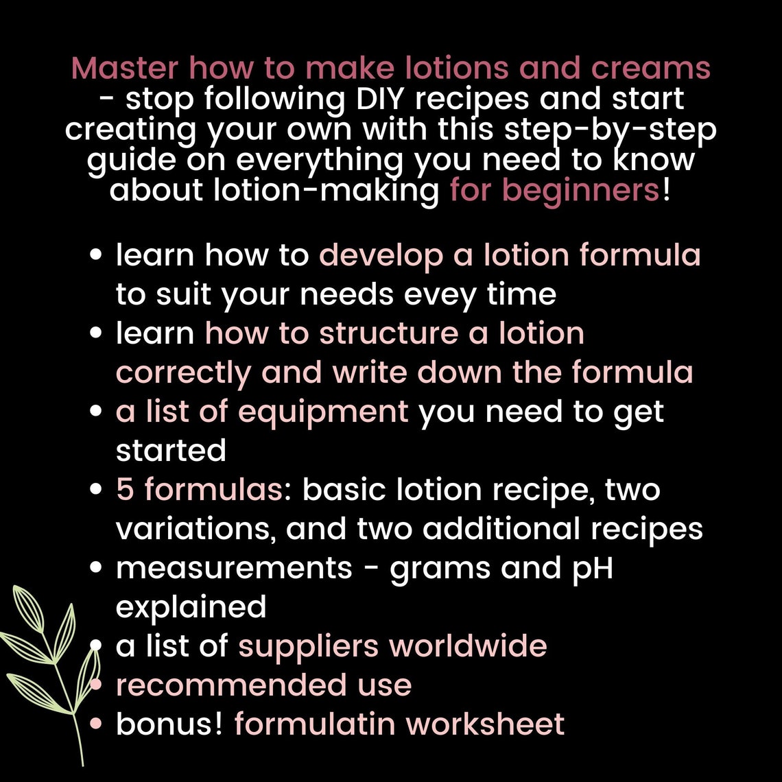 DIY Lotion and Cream Guide / How to Make Lotion /body Lotion Recipes ...