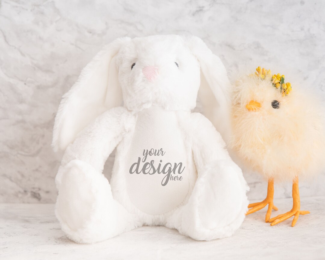 White Easter Bunny Rabbit Mumbles Mockup Printme Teddy Plush Mockup ...