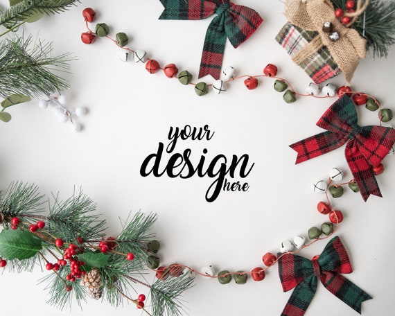 Christmas Flatlay Product Background Mockup Festive Mockup | Etsy