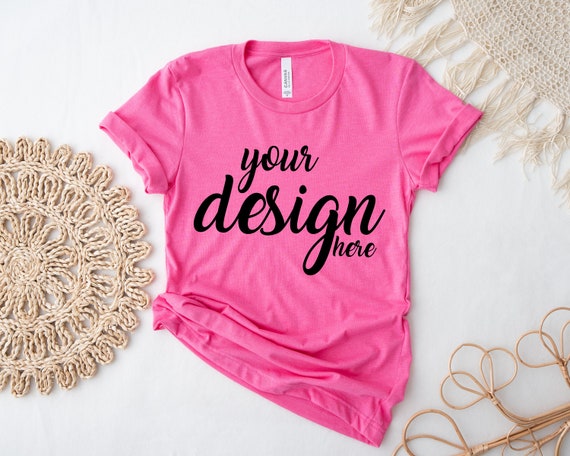 Charity Pink Bella Canvas Shirt Mockup 3001 Tshirt Mock up - Etsy
