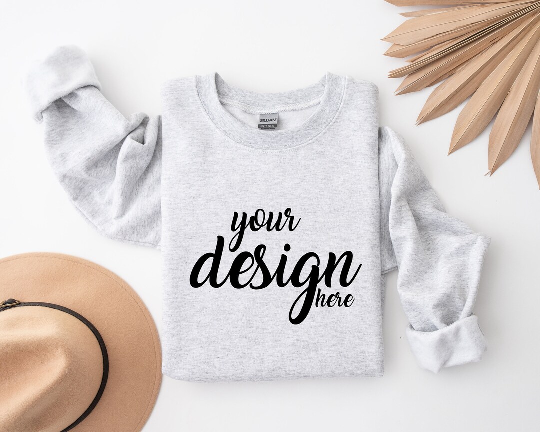 Ash Grey Sweater Mockup Gildan 18000 Mockup Autumn Sweatshirt Mockup ...