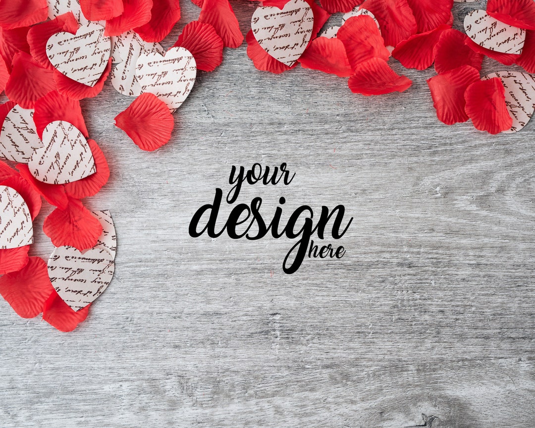 Flatlay Background Mockup Valentine's Day Mockup Love Card Sticker ...