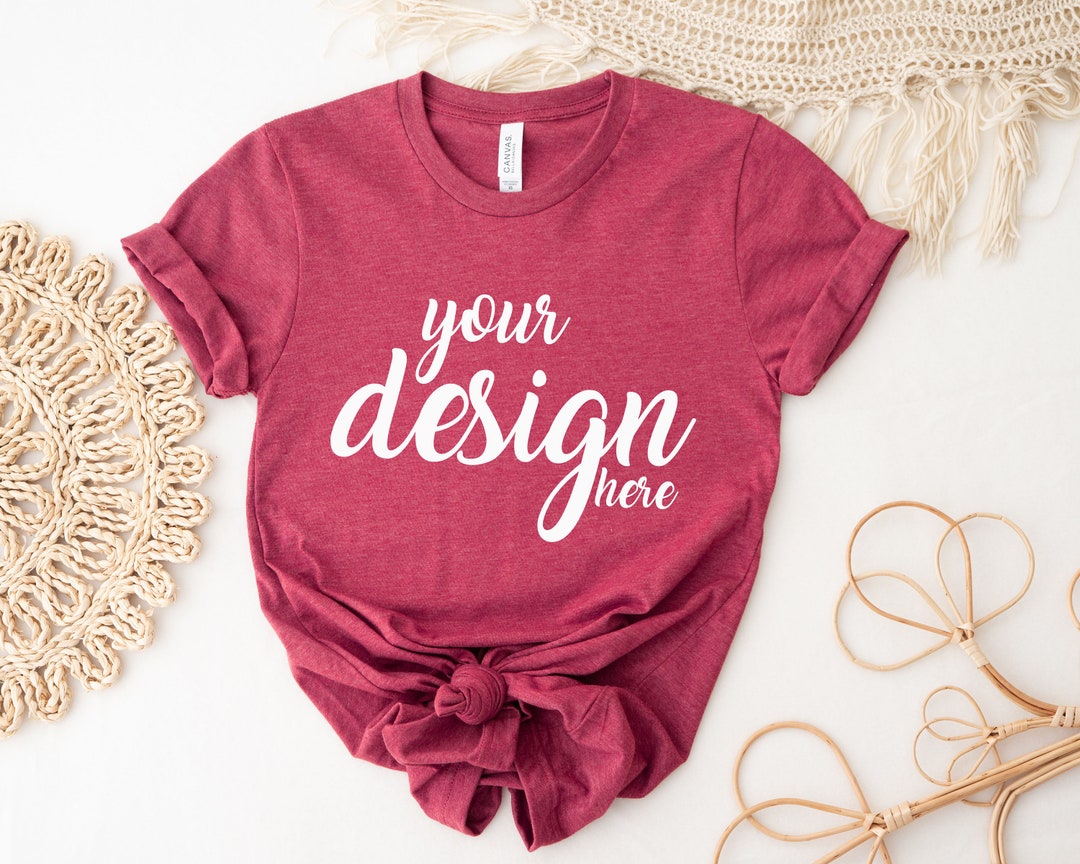 Heather Raspberry Bella Canvas Shirt Mockup CVC3001 Tshirt Mock up Boho ...