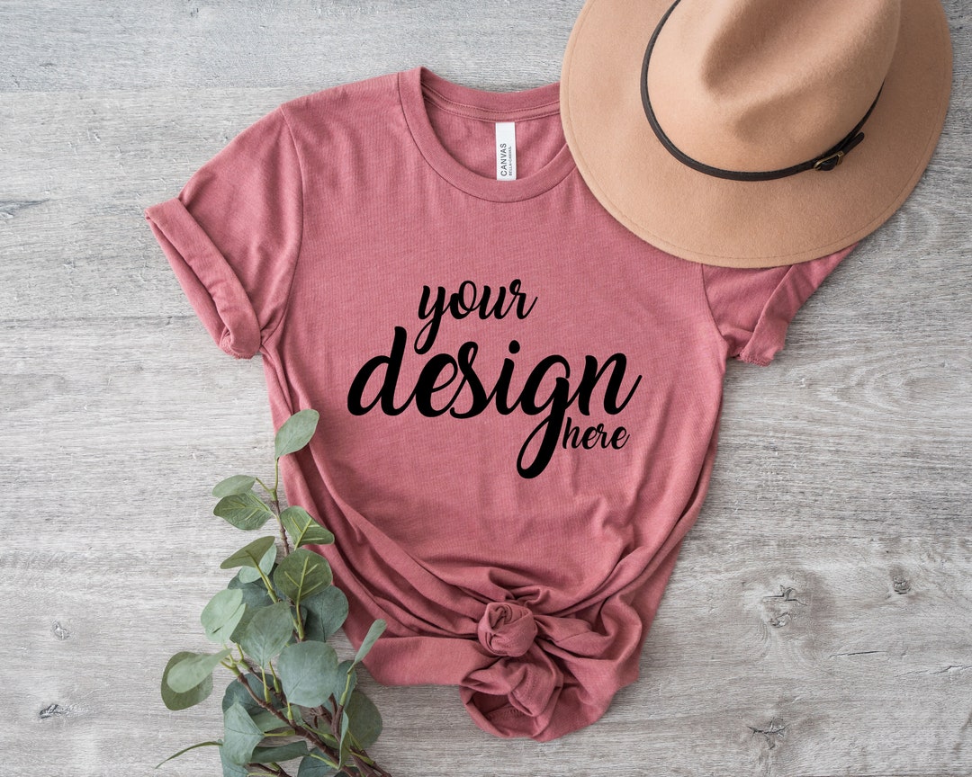 Heather Mauve Bella Canvas Shirt Mockup 3001 Tshirt Mock up Stock Photo ...