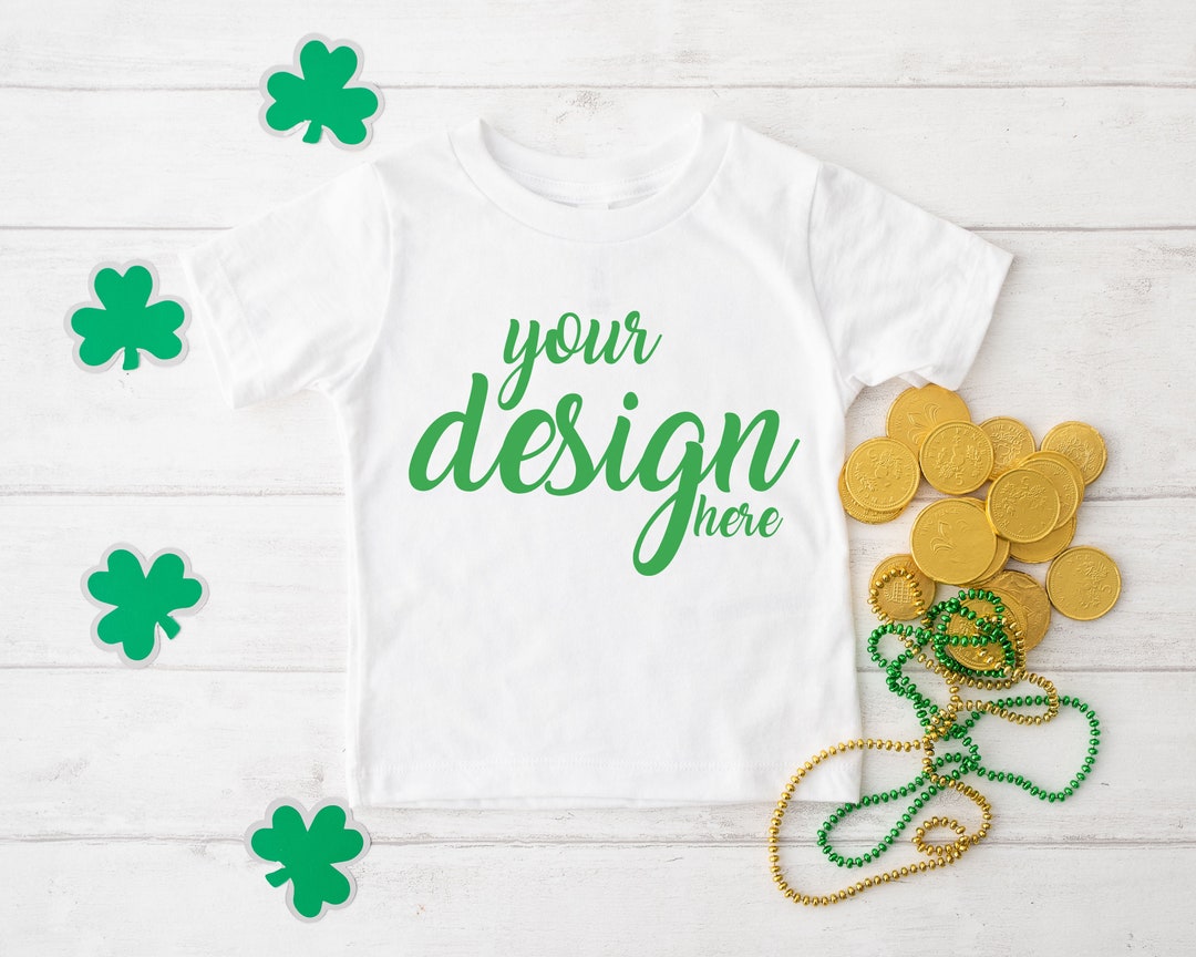 St. Patrick's Day Kids White Tshirt Mockup Shirt Mock-up Baby T-shirt ...