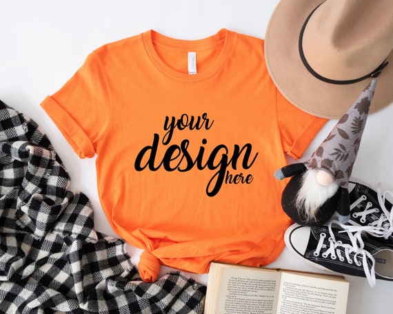Orange Shirt Mockup Fall Tshirt Mock up Autumn Styled Stock - Etsy