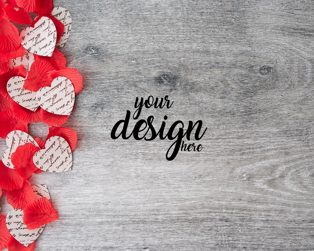 Flatlay Background Mockup Valentine's Day Mockup Love Card Sticker ...