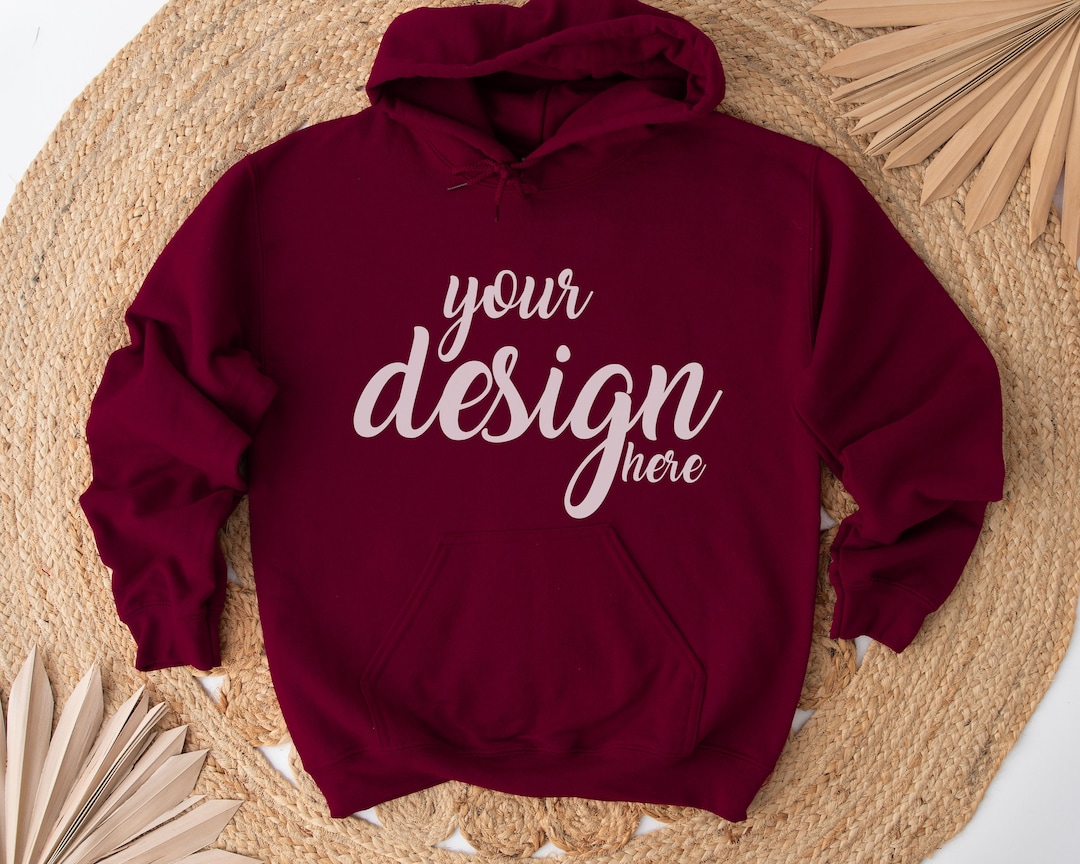 Maroon Hoodie Mockup Gildan 18500 Mockup Gildan Boho Hooded Sweatshirt
