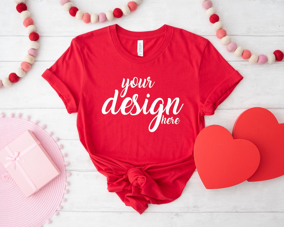 Valentine's Day Red Bella Canvas 3001 Shirt Mockup Tshirt Mock up ...