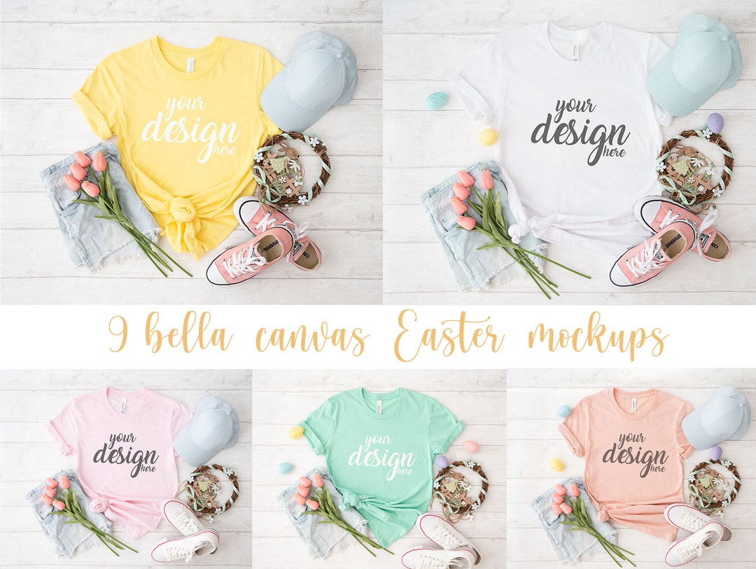9 X Bella Canvas 3001 Shirt Mockup Easter T-shirt Mock-up Spring ...