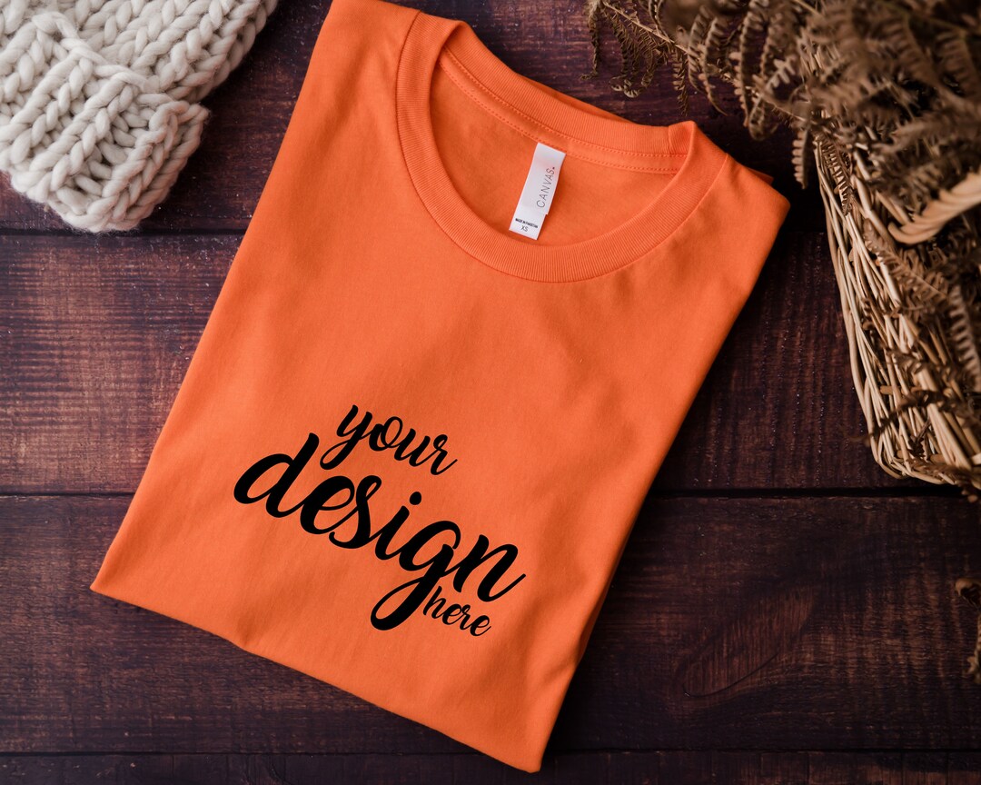 Orange Shirt Mockup Fall Tshirt Mock up Autumn Styled Stock Photo Tee ...