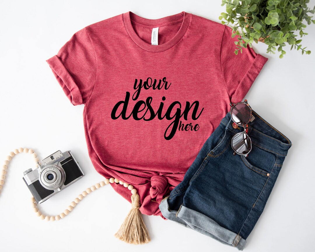 Heather Raspberry Bella Canvas Shirt Mockup CVC3001 Tshirt Mock up Boho ...