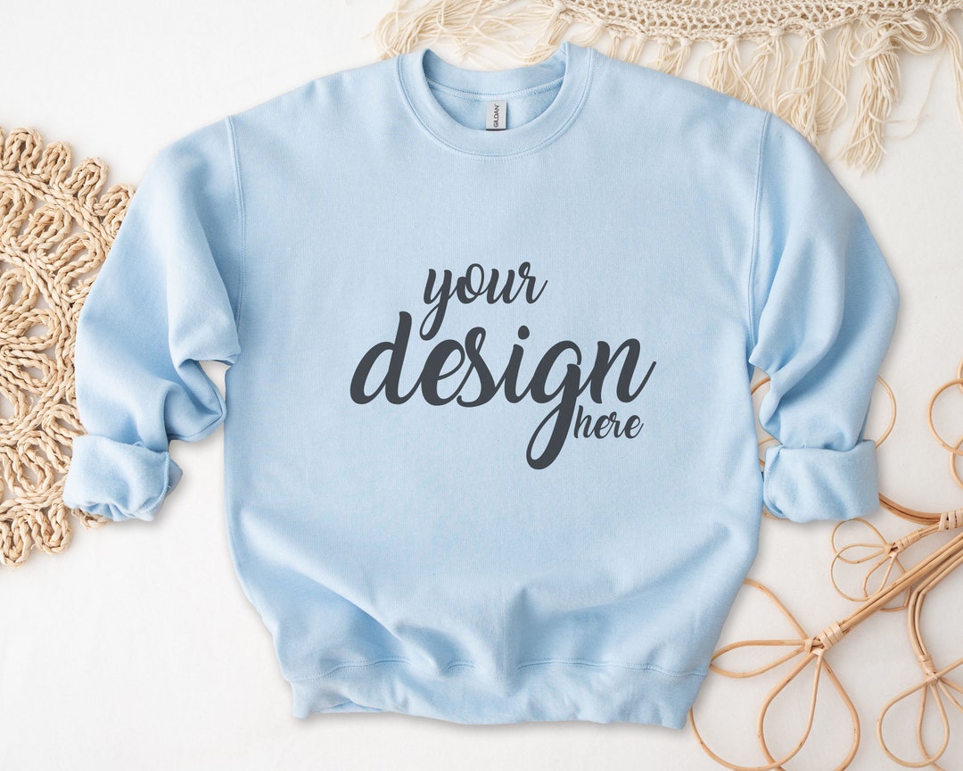 Light Blue Sweater Mockup Gildan 18000 Mockup Gildan Sweatshirt Mockup ...