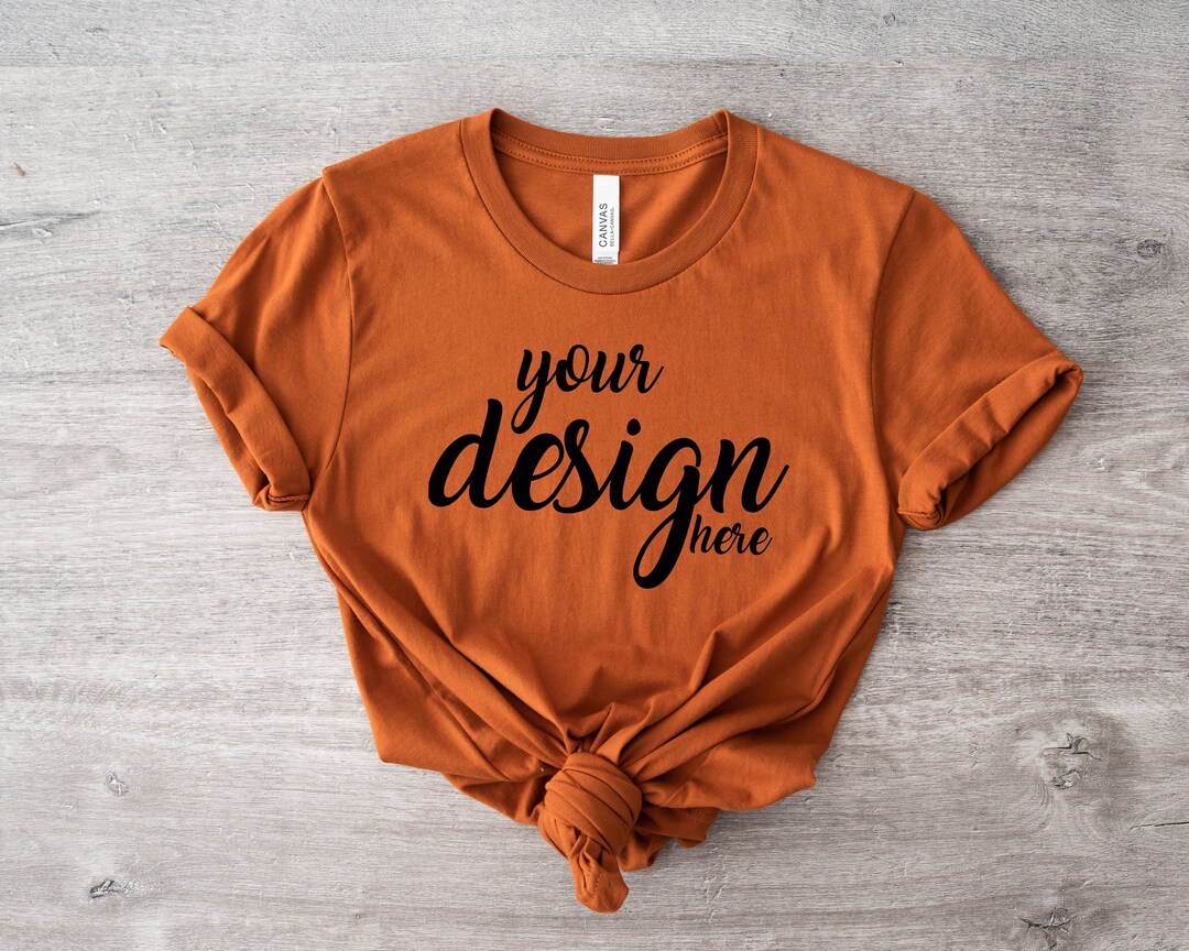 Autumn Bella Canvas Shirt Mockup 3001 Tshirt Mock up Stock Photo Tee ...