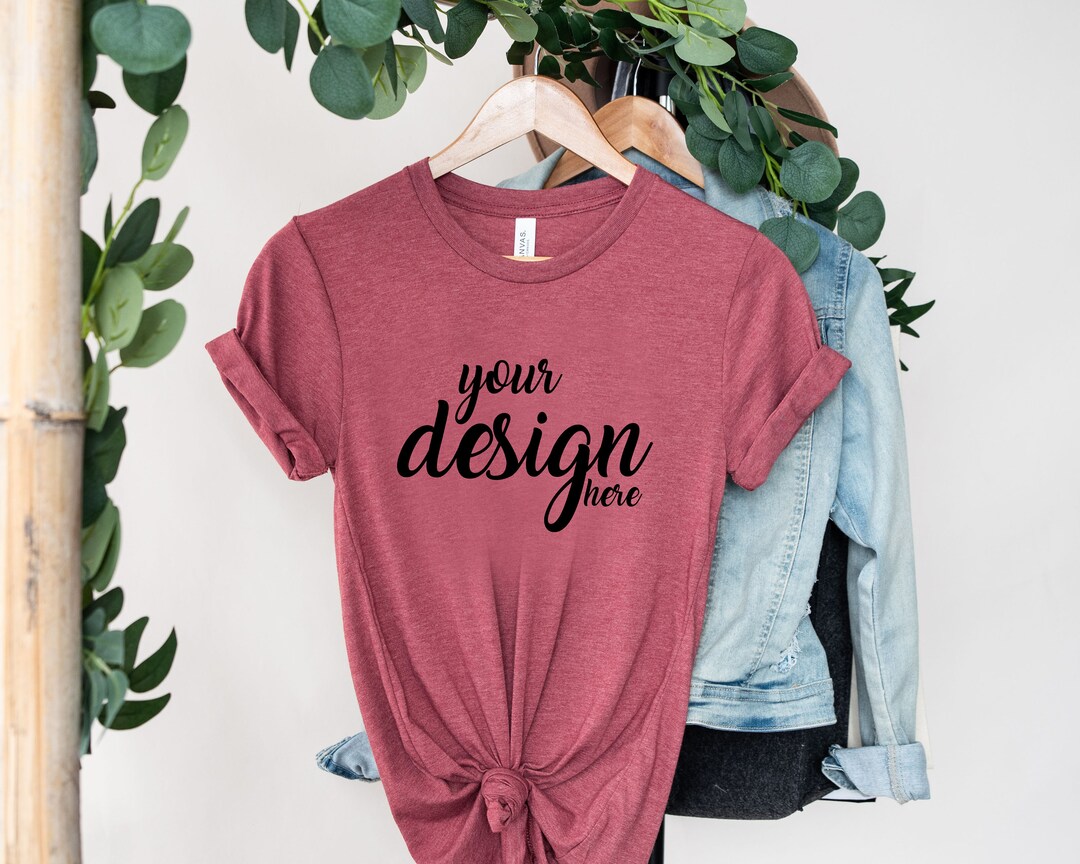 Heather Raspberry Bella Canvas Shirt Mockup CVC3001 Tshirt Mock up Boho ...