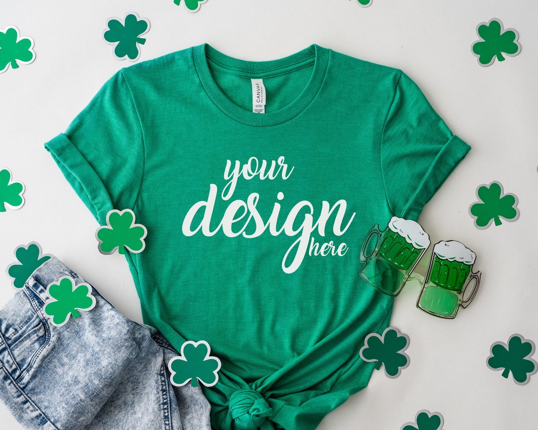 St. Patrick's Day 3001 Kelly Green Bella Canvas Mockup Shirt Mockup ...