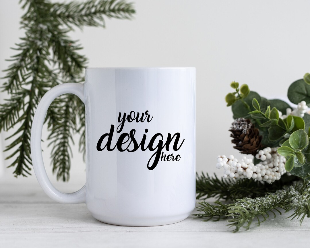 Christmas Mug Mockup 15oz Cup Mockup Coffee Cup Mock up Winter Photo ...