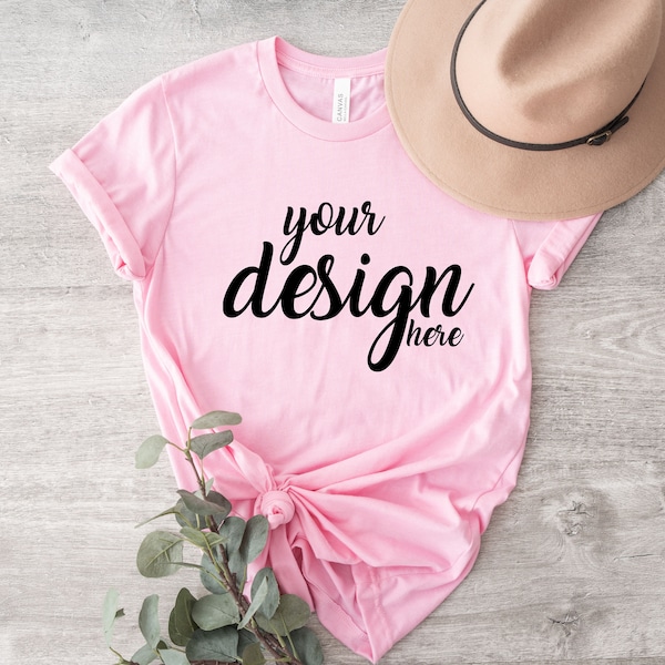 Bella Canvas Heather Bubble Gum Mock Up - Etsy