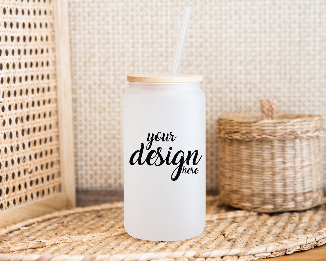 Frosted Libbey Glass Mockup Beer Can Glass Mockup Styled Stock Photo ...