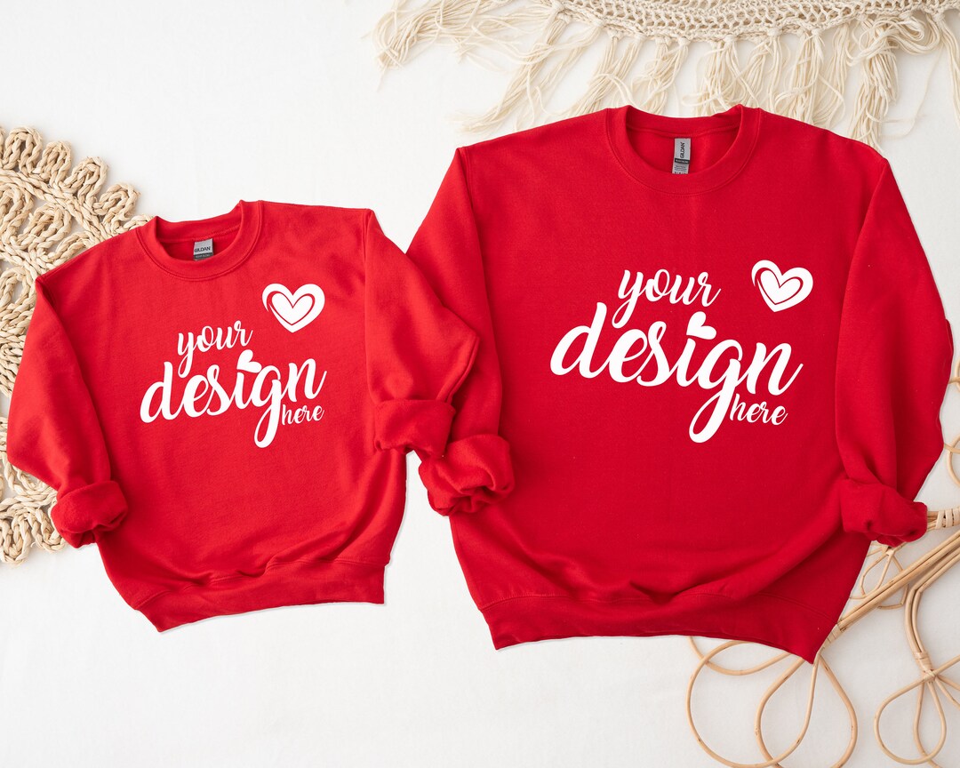 Red Sweater Mockup Gildan 18000 Mockup Valentine's Day Gildan ...