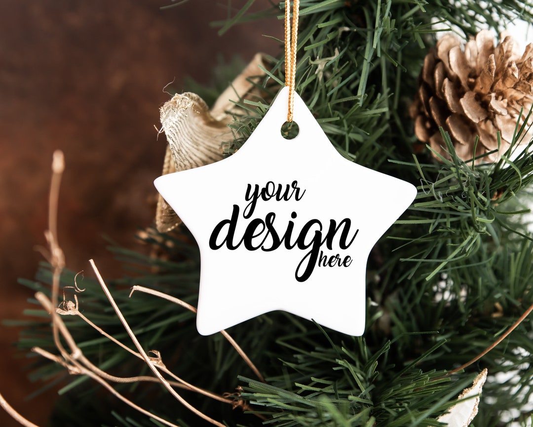 Christmas Star Mockup Star White Ceramic Ornament Blank White Holiday ...