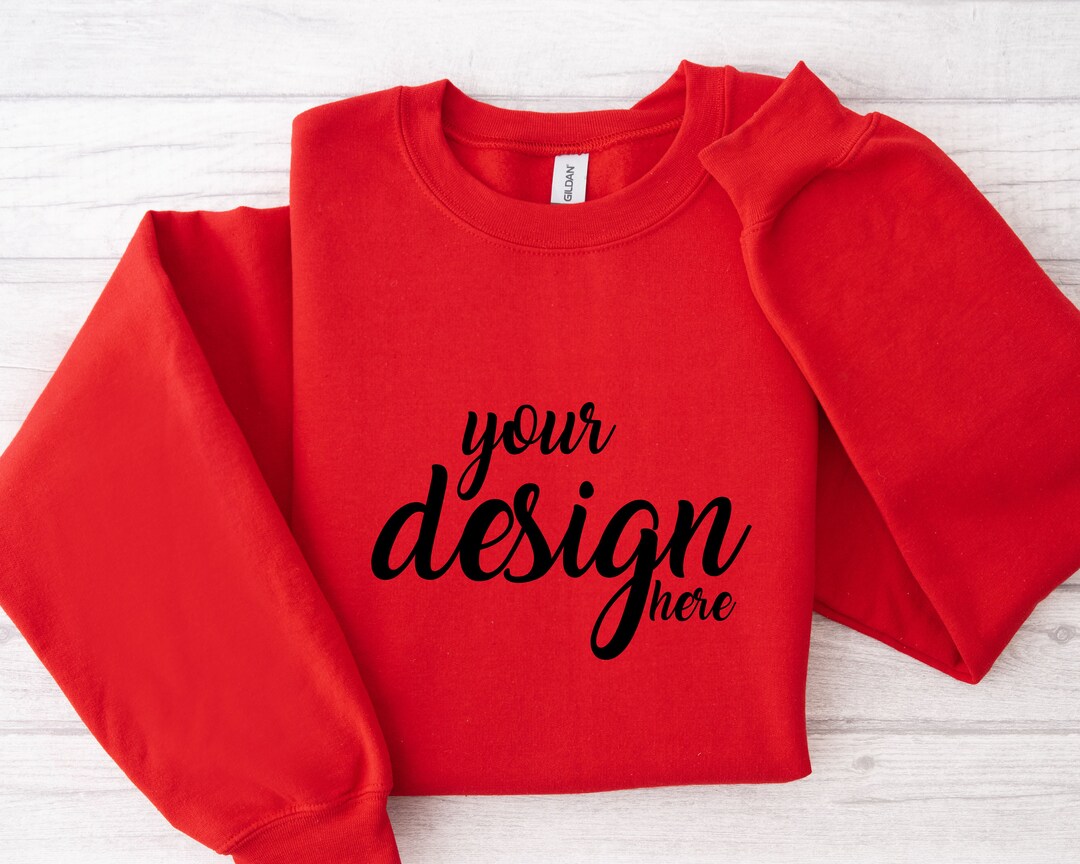 Red Sweater Mockup Gildan 18000 Mockup Valentine's Day Sweatshirt ...