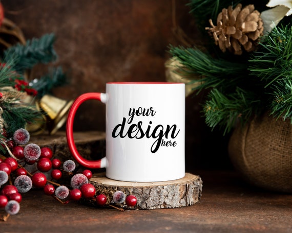 Drawing & Illustration Art & Collectibles Digital Christmas Mug MockUp ...