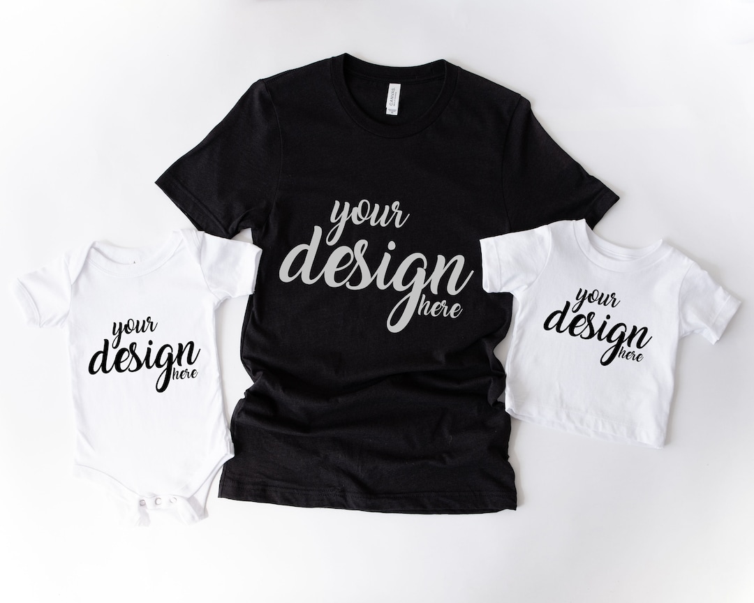 Father's Day Mockup Daddy and Me Mock up Black Bella Canvas Shirt ...