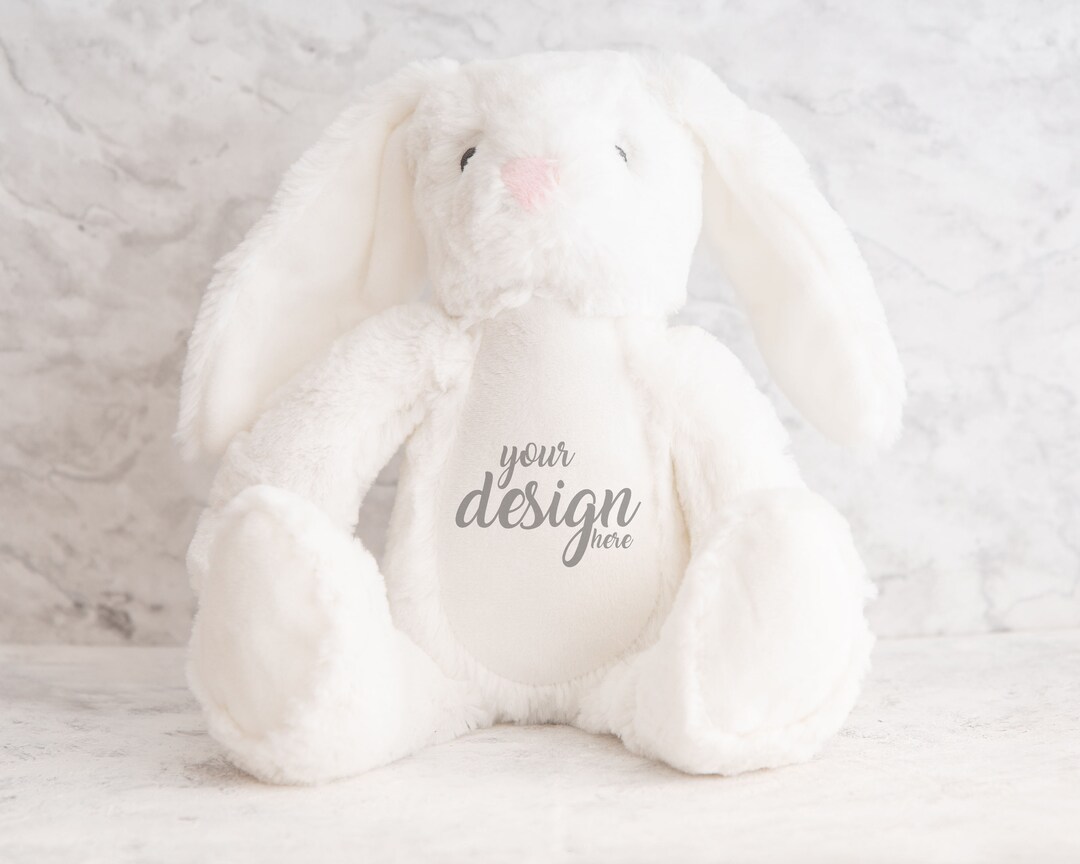 White Bunny Rabbit Mumbles Mockup Printme Teddy Plush Mockup Zippie ...
