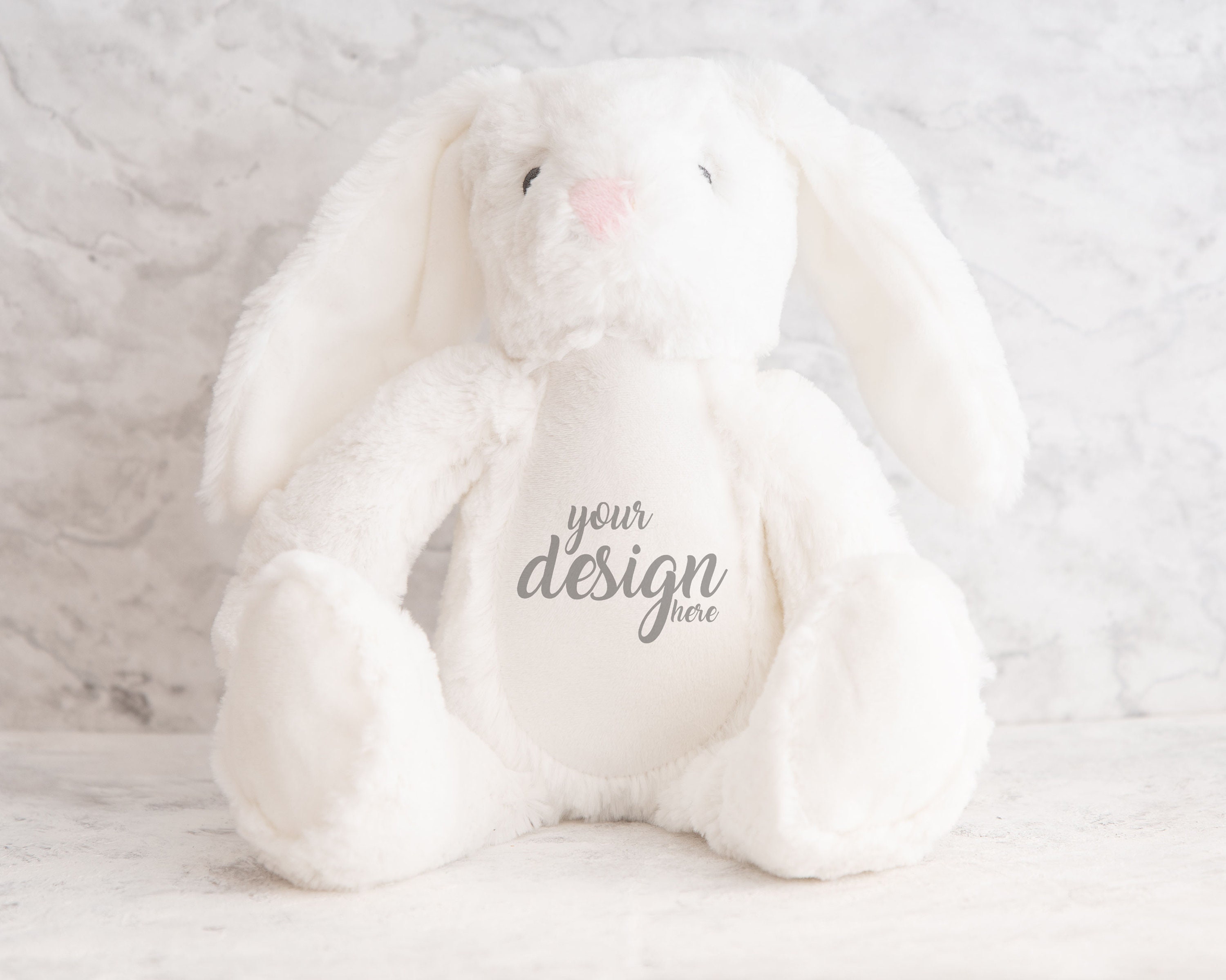 White Bunny Rabbit Mumbles Mockup Printme Teddy Plush Mockup Zippie ...