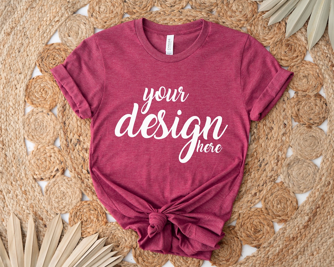 Heather Raspberry Bella Canvas Shirt Mockup CVC3001 Tshirt Mock up Boho ...