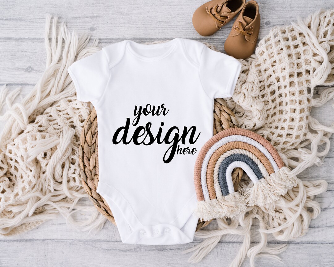 White Baby Babygrow Mockup Vest Mock-up Modern Mock up Rainbow Styled ...