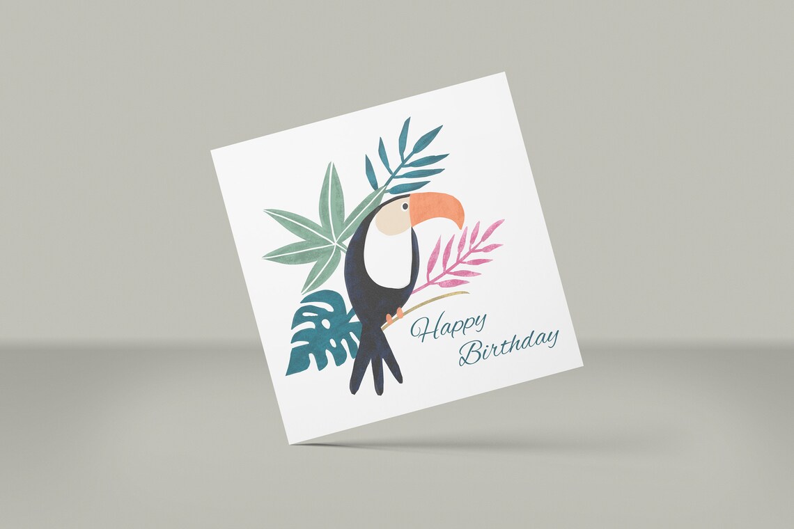 Tropical Birthday Printable Folding Card/ DIY Gift Card | Etsy