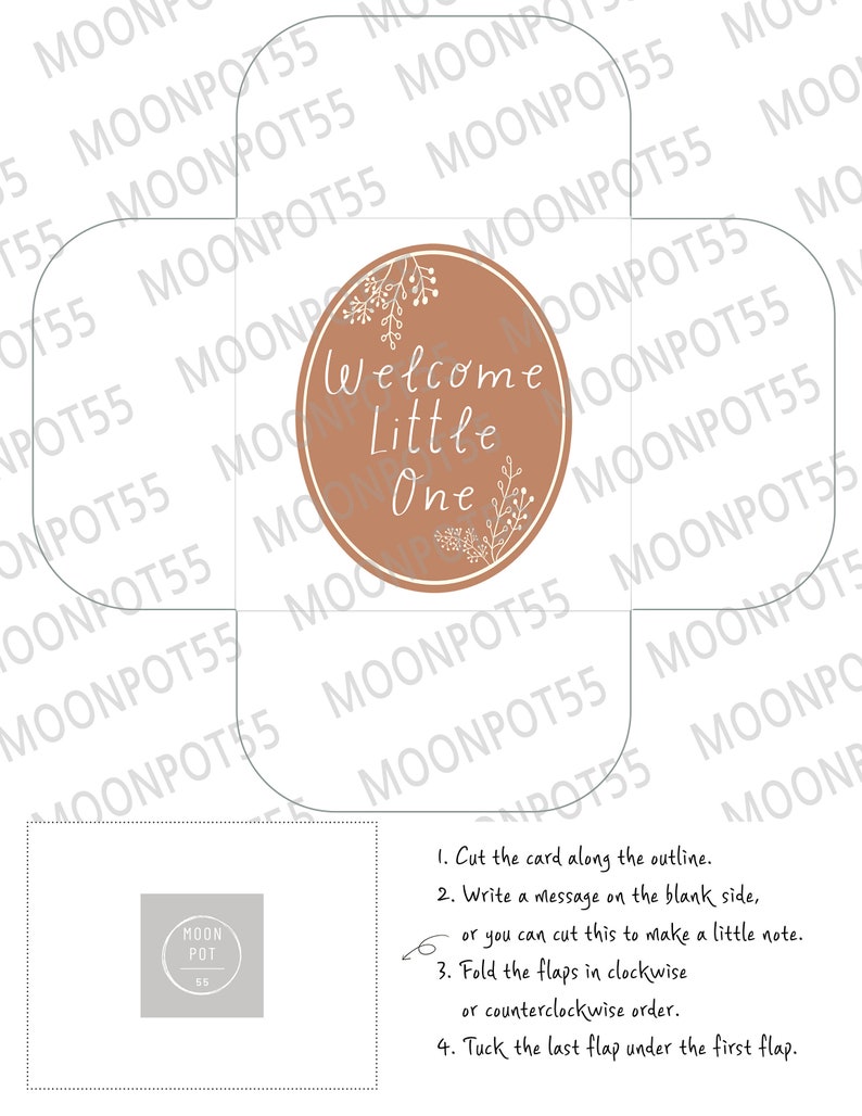 Welcome Little One/ Printable Baby Card/ DIY Gift Card Holder/ Simple ...