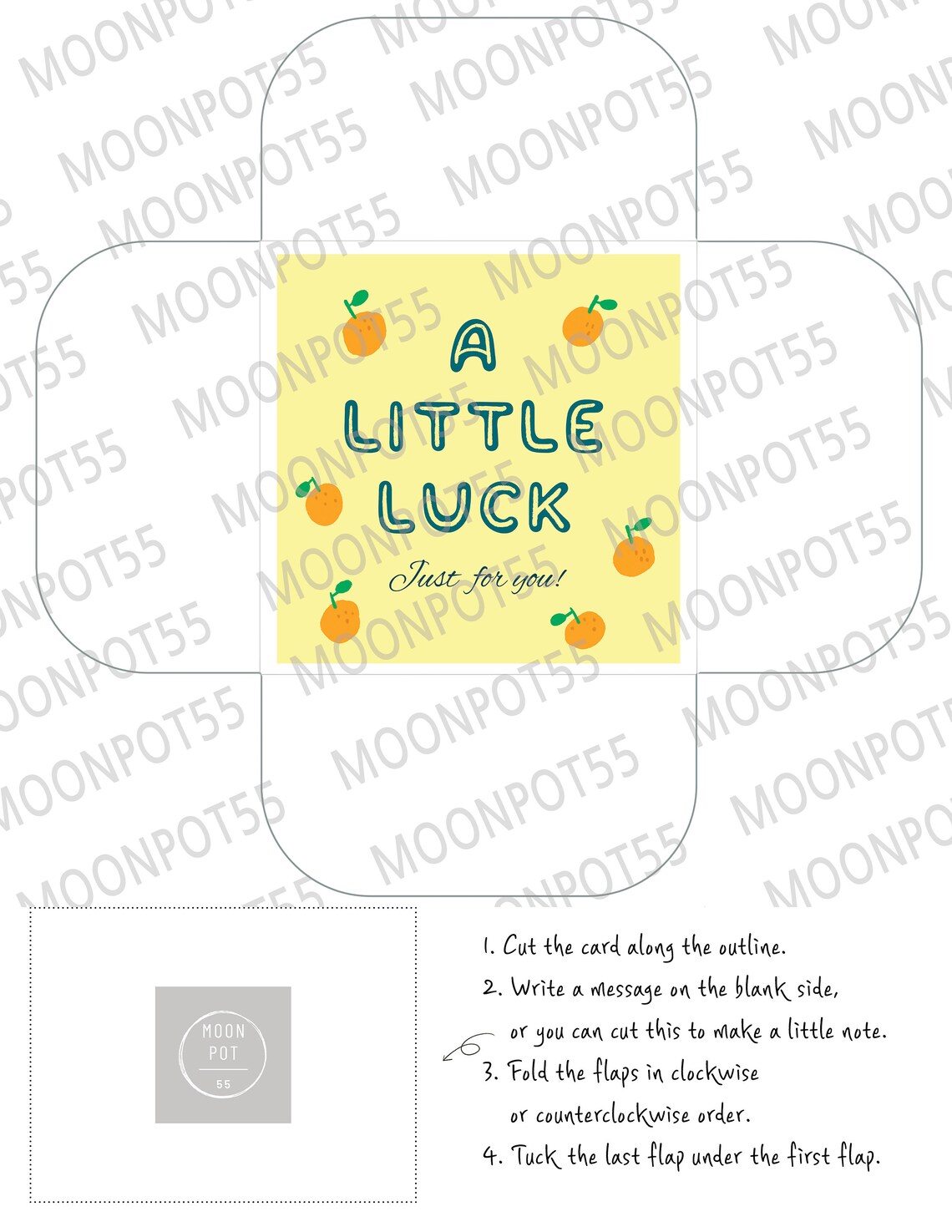 Printable Good Luck Card/ DIY Gift Card Holder/ Simple Envelope Card ...