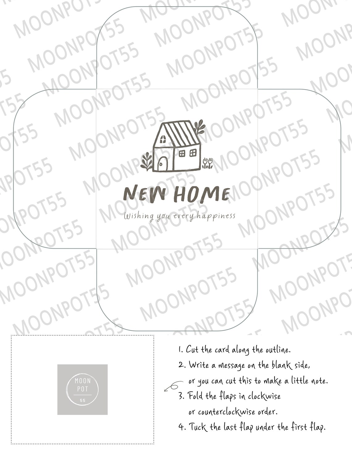 New Home/ Printable New House Card/ Simple Note Card/ Gift Card Holder ...
