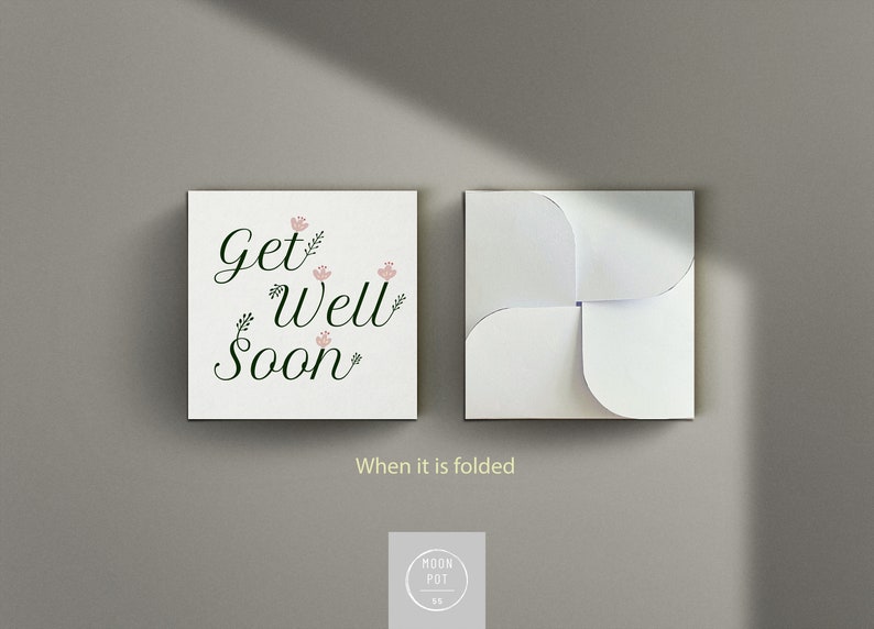 Get Well Soon Printable Note Card/ DIY Gift Card Holder/ Simple ...