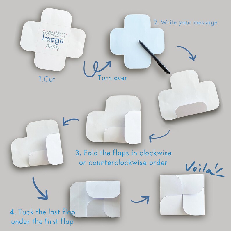 Printable Pregnancy Announcement Card/ Self Locking Petal Flaps/ Simple ...