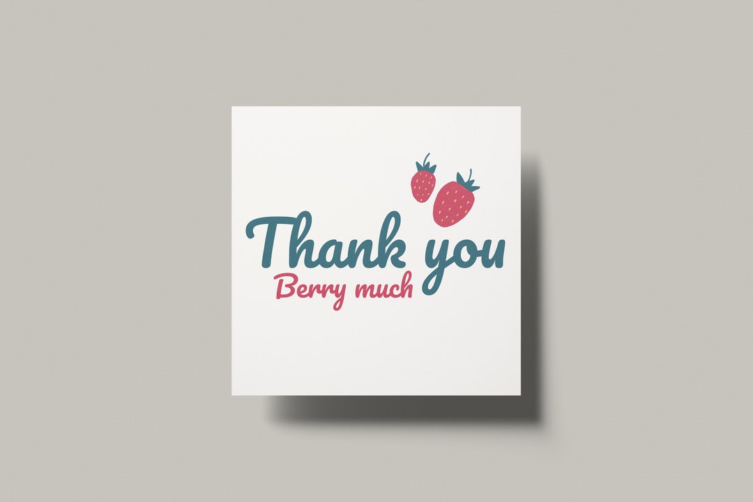 Thank You Berry Much/ Printable Note Card/ Gift Card Holder/ Simple ...