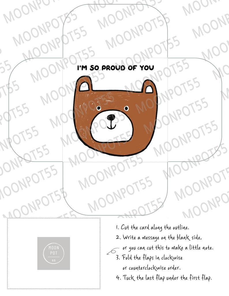 I'm so Proud of You Printable Card/ Note Card for Kids/ Simple Envelope ...