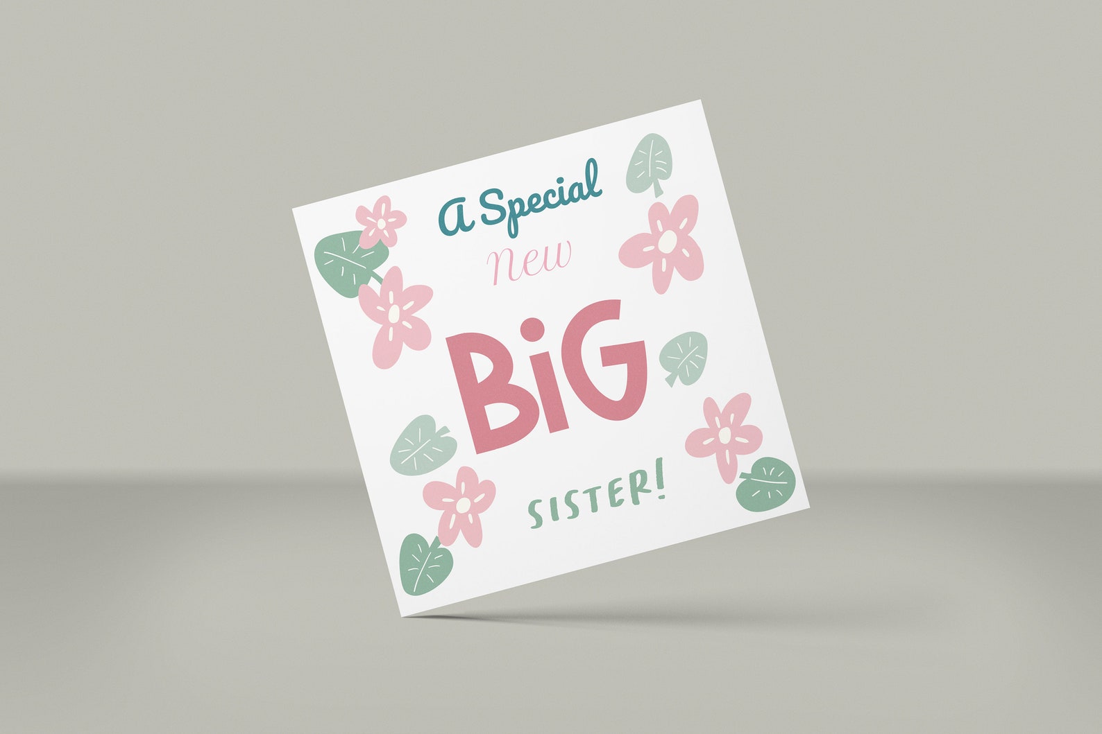 A Special New Big Sister/ Printable Note Card/ DIY Gift Card Holder ...