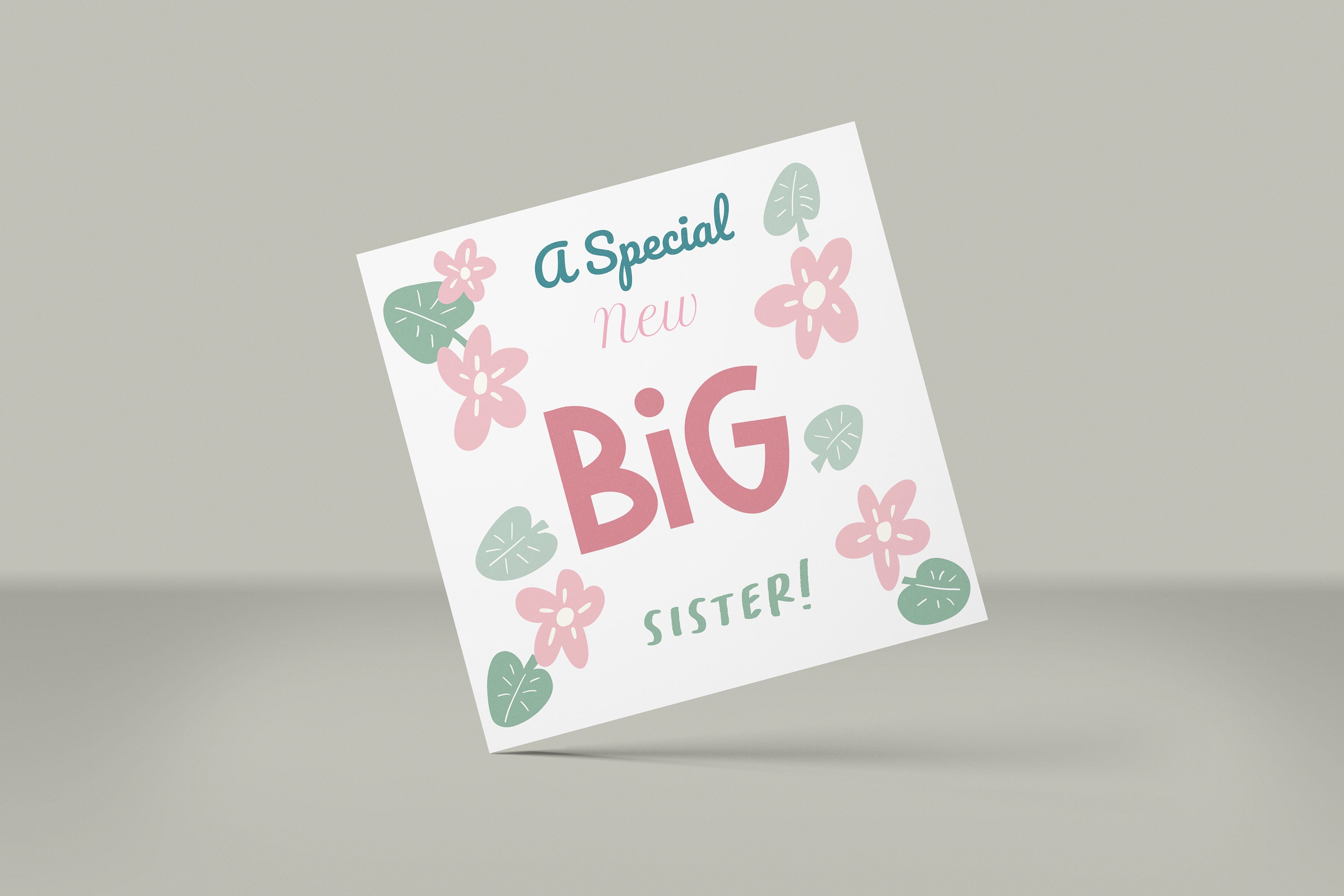A Special New Big Sister/ Printable Note Card/ DIY Gift Card Holder ...